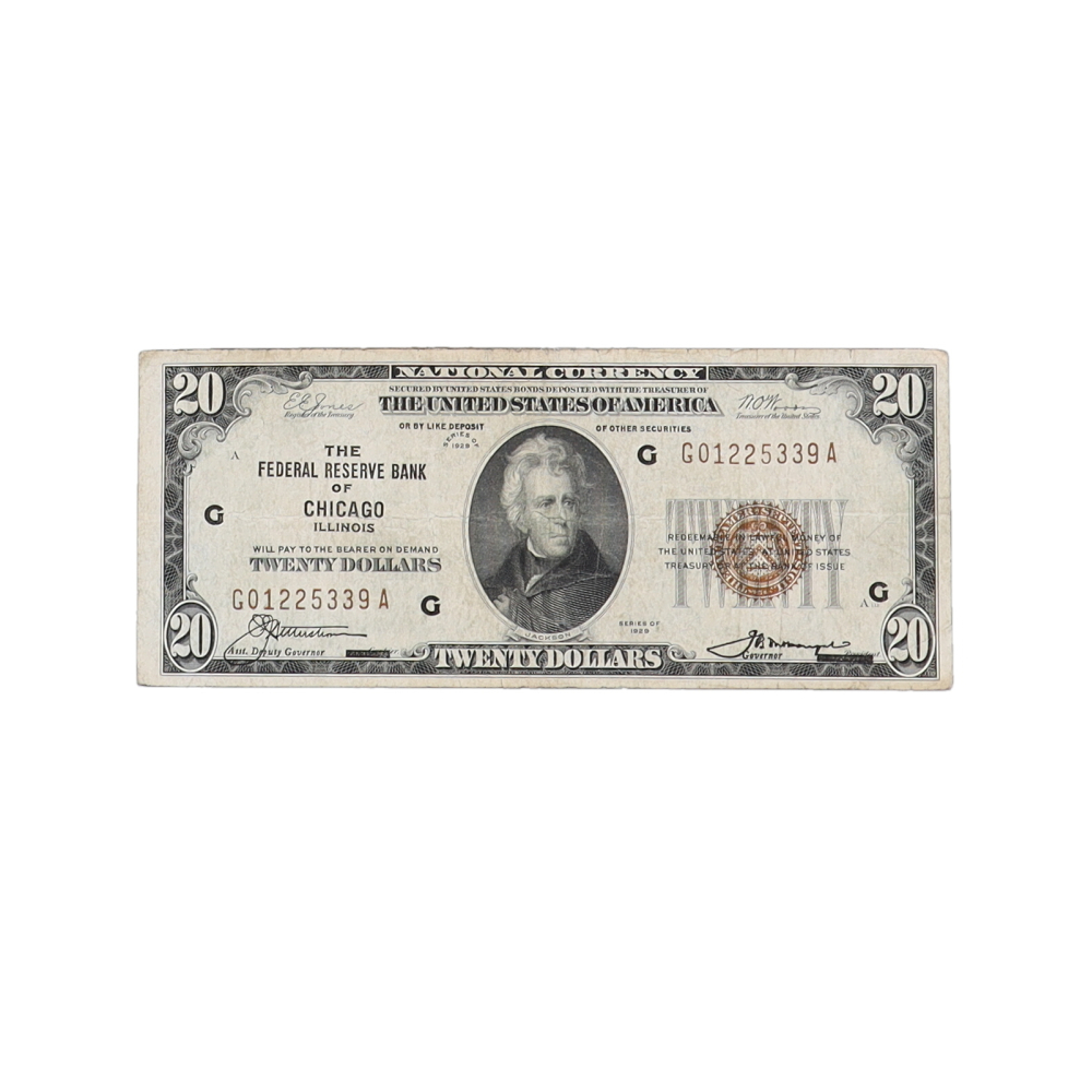 1929 United States $20 Twenty Dollar National Currency Bank Note ...