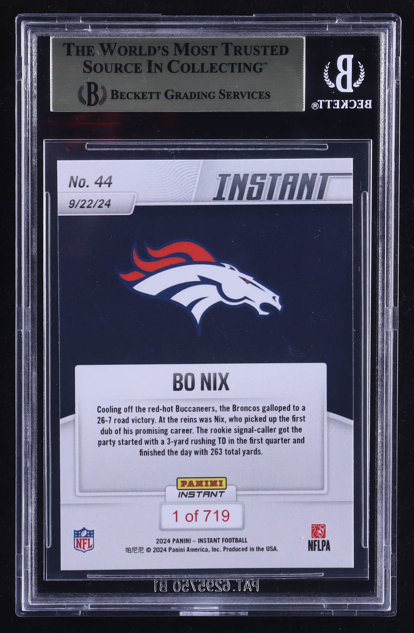 Bo Nix 2024 Panini Instant #44 RC (BGS 10) | Pristine Auction