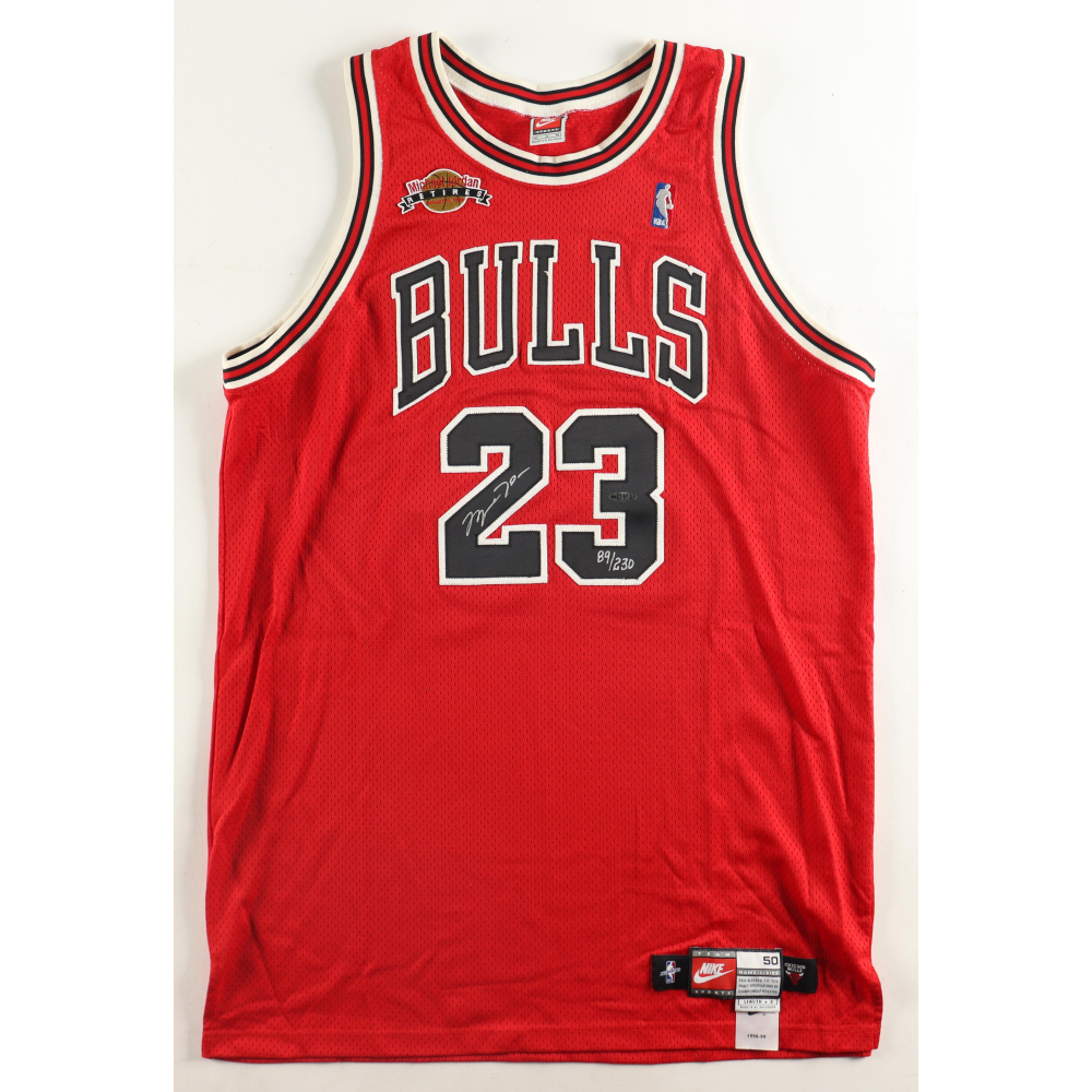 Michael Jordan Signed LE Bulls Authentic Nike Pro-Cut Jersey #89/230 with Jordan Retirement ...