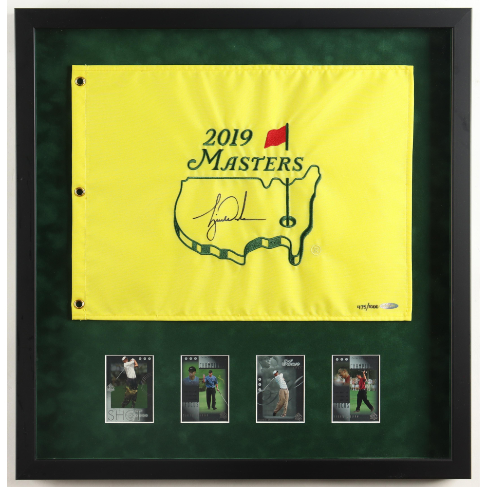 Tiger Woods Signed LE 2019 Masters Custom Framed Pin Flag Display #475/ ...