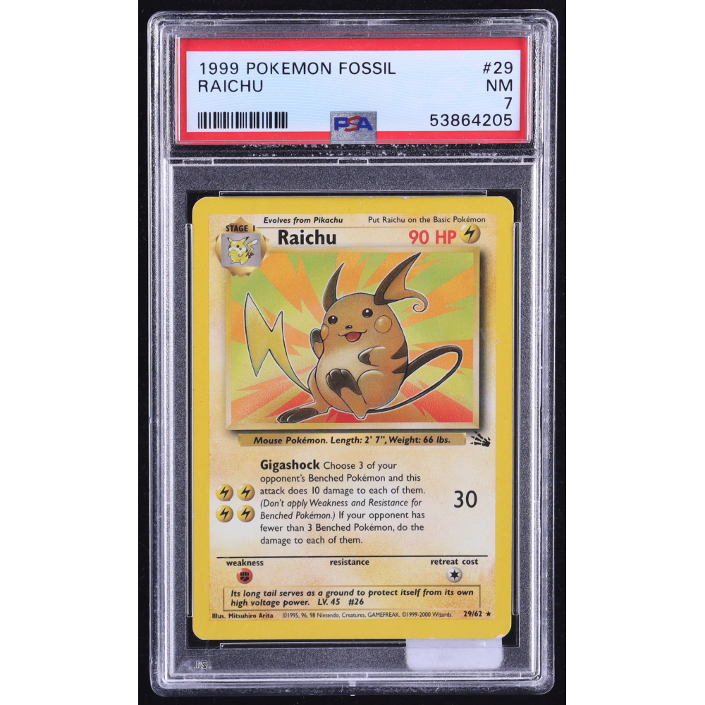 Raichu 1999 Pokemon Fossil Unlimited #29 (PSA 7) | Pristine Auction