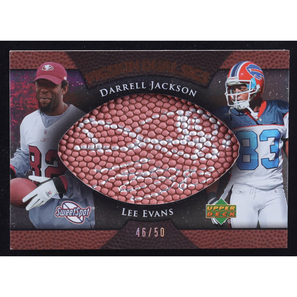 Darrell Jackson / Lee Evans 2007 Sweet Spot Pigskin Signatures Dual #JE ...