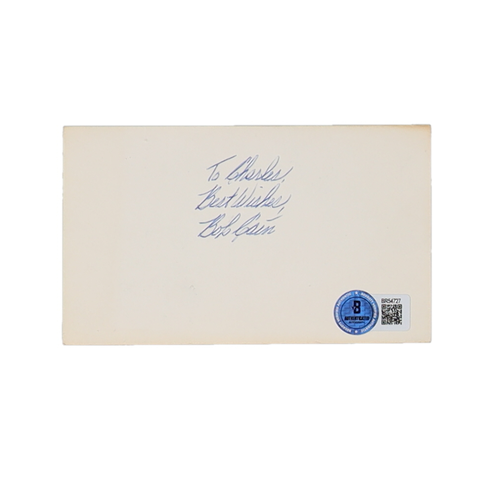 Bob Cain Signed 3x5 Index Card Inscribed "Best Wishes" (Beckett ...