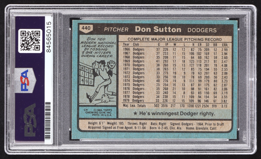 Don Sutton Signed 1980 Topps #440 (PSA) | Pristine Auction