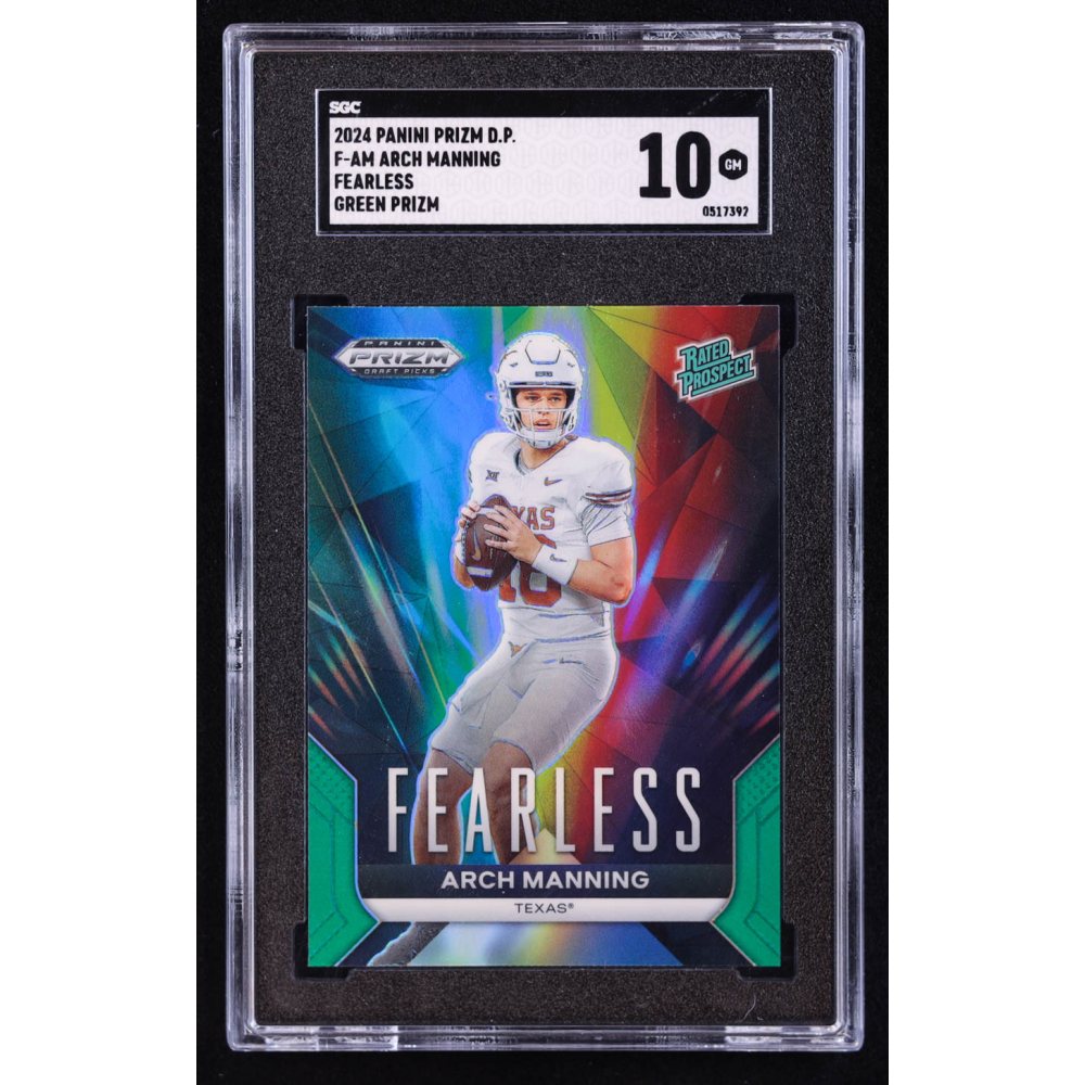 Arch Manning 2024 Panini Prizm Draft Picks Fearless Green #23 (SGC 10 ...