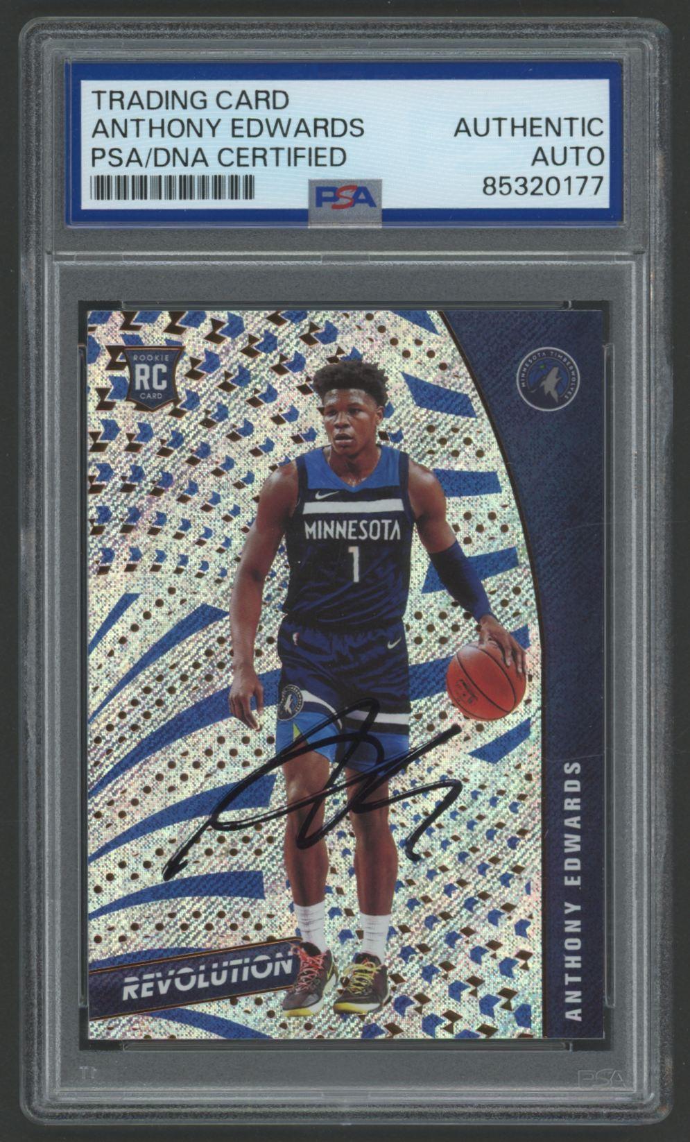 Anthony Edwards Signed 2020-21 Panini Revolution #125 RC (PSA ...