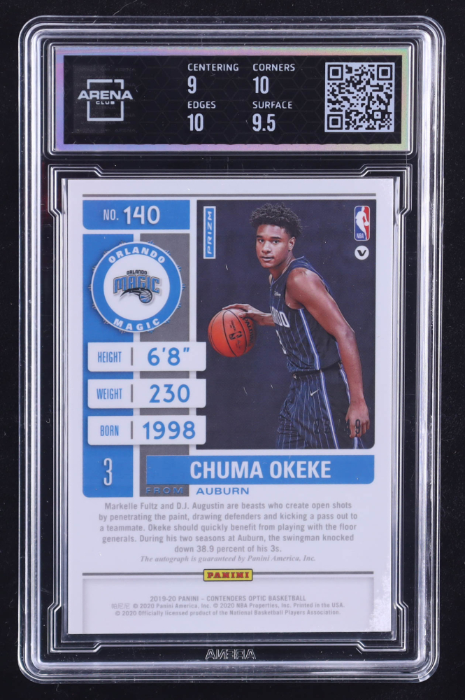 Chuma Okeke Signed 2019-20 Panini Contenders Optic Rookie Ticket ...