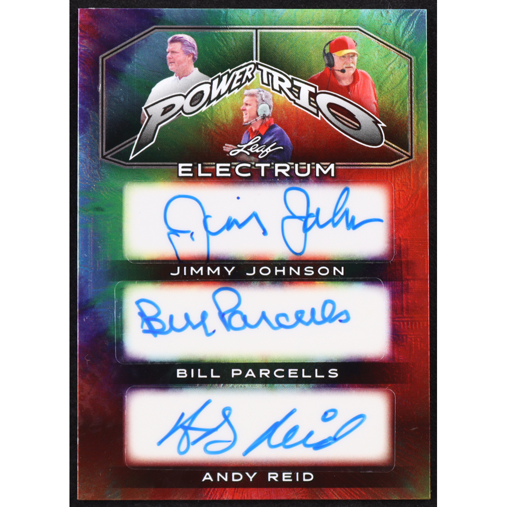 Jimmy Johnson / Bill Parcells / Andy Reid 2024 Leaf Electrum Power Trio ...