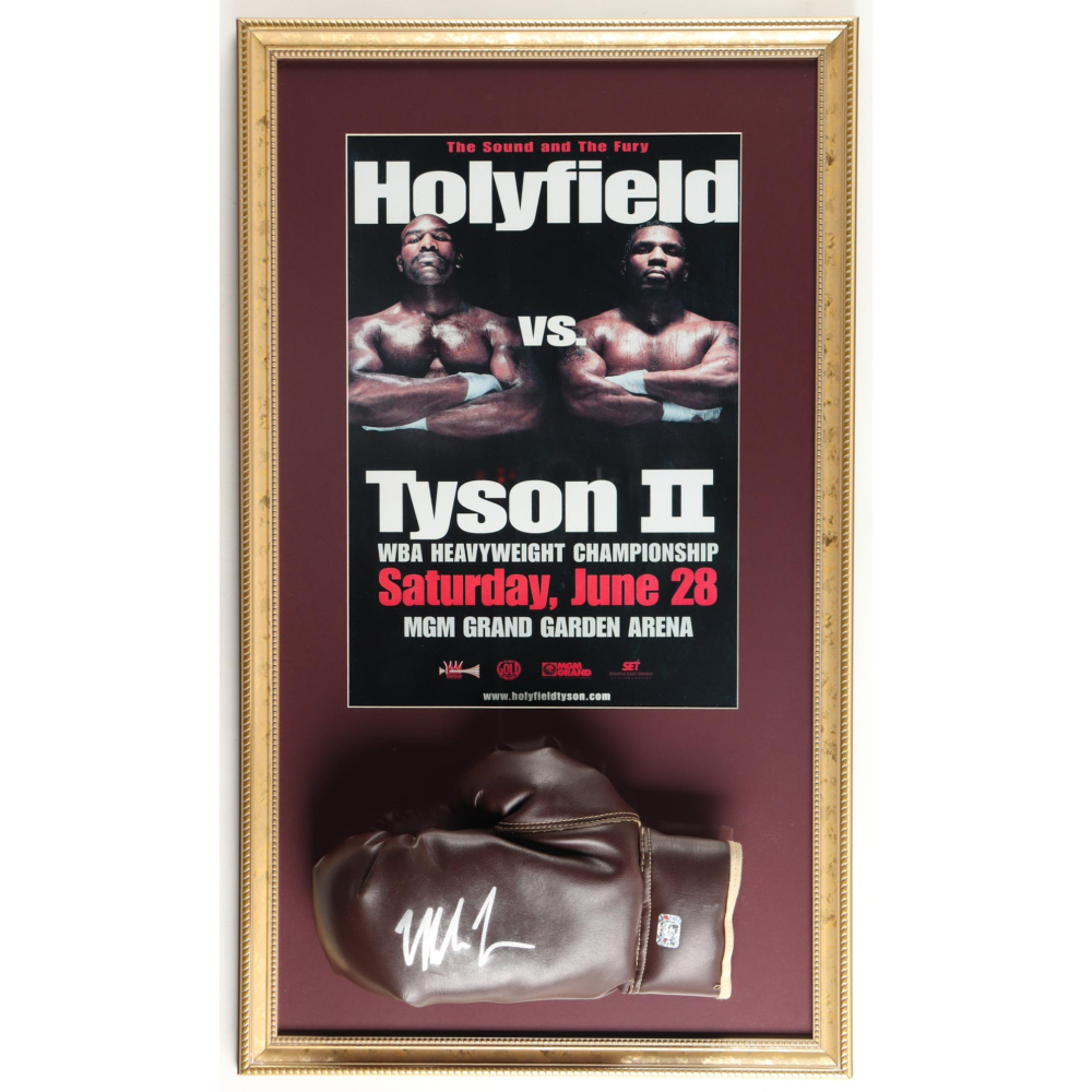 Mike Tyson Signed Custom Framed Vintage Boxing Glove Display With Tyson ...