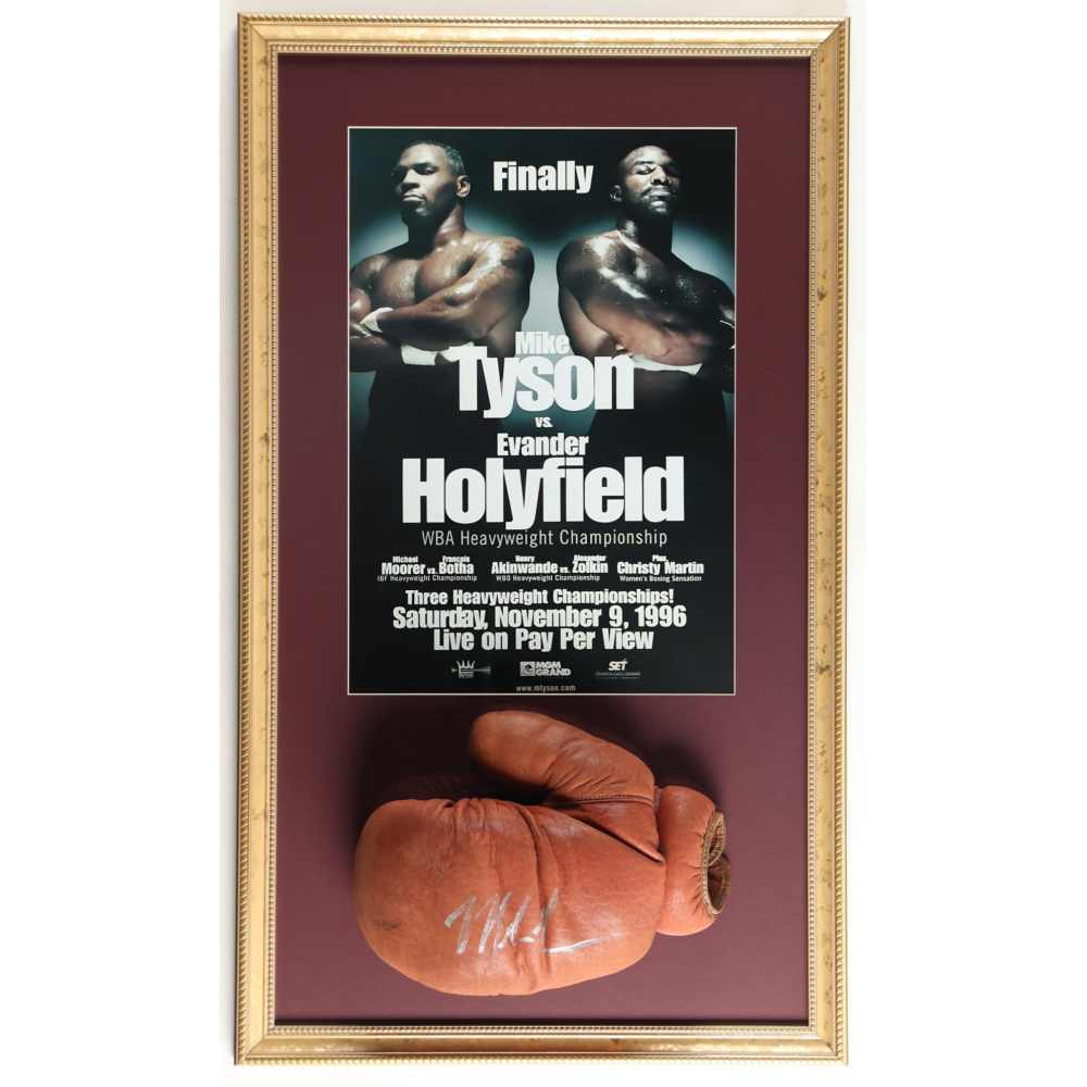 Mike Tyson Signed Custom Framed Vintage Boxing Glove Display With Tyson ...