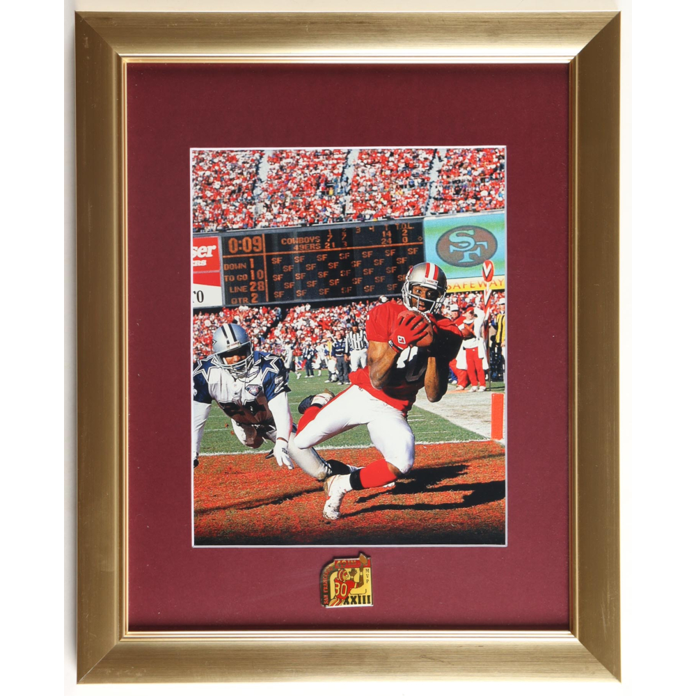 Jerry Rice & Deion Sanders Custom Framed Photo Display with Rice Super Bowl XXIII MVP Pin ...