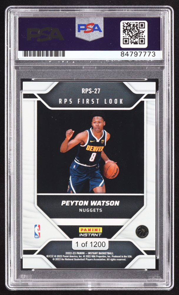 Peyton Watson Signed 2022-23 Panini Instant RPS First Look #RPS27 RC ...