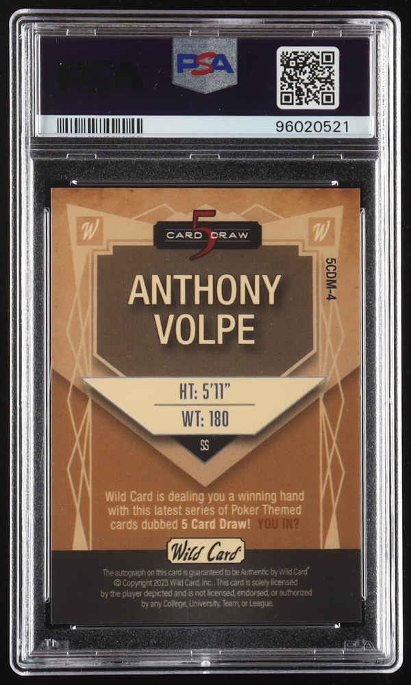 Anthony Volpe 2023 Wild Card 5 Card Draw Autographs Modern Green Tan ...