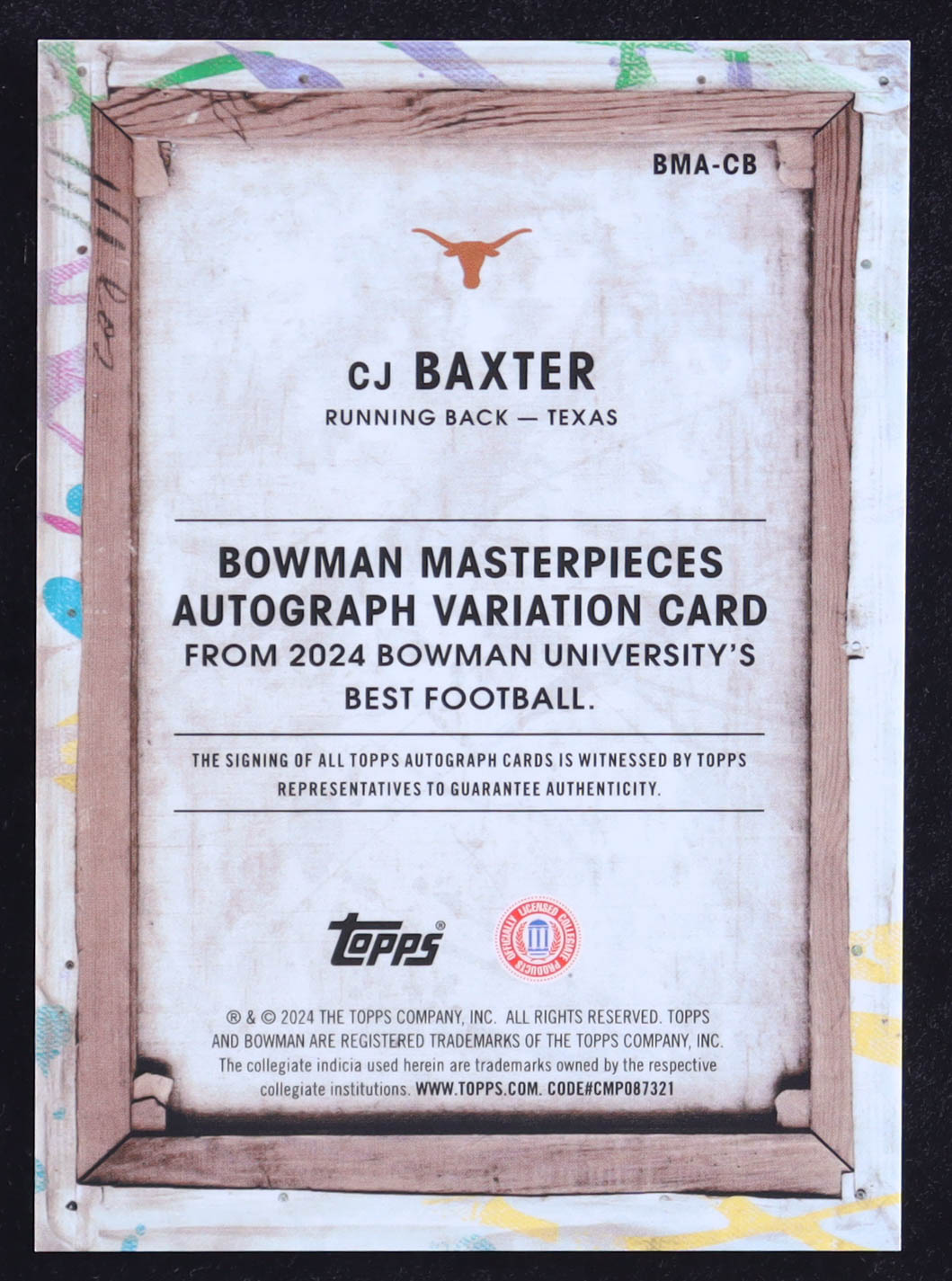 CJ Baxter 2024 Bowman's Best University Masterpieces Autographs #BMACB ...