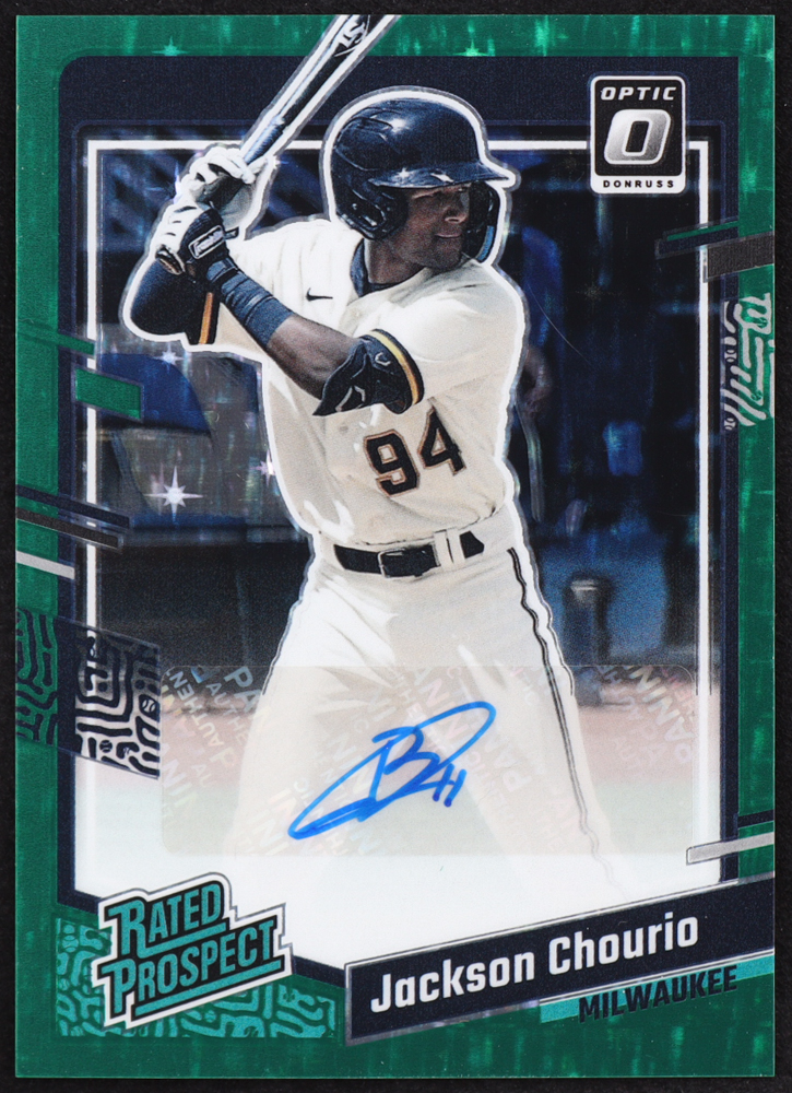 Jackson Chourio 2023 Donruss Optic Rated Prospects Signatures Green ...