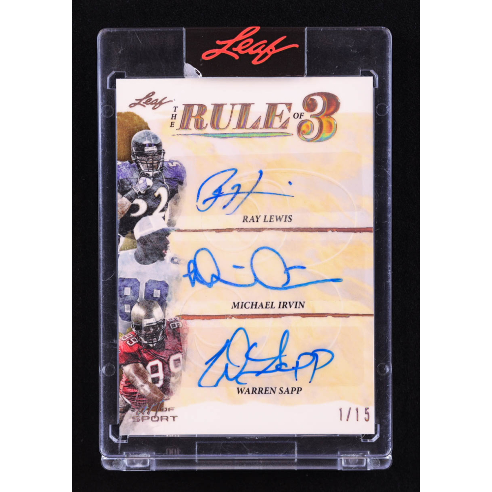 Ray Lewis / Michael Irvin / Warren Sapp 2021 Leaf Art of Sport The Rule ...