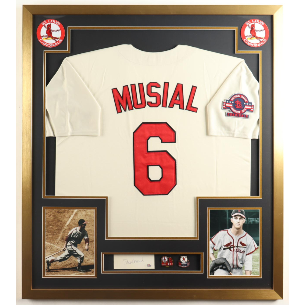 Stan Musial Signed Custom Framed Cut Display with Jersey (PSA ...