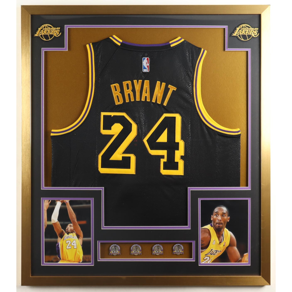 Kobe Bryant Custom Framed Jersey Display With Lakers Pin & (2) Team ...