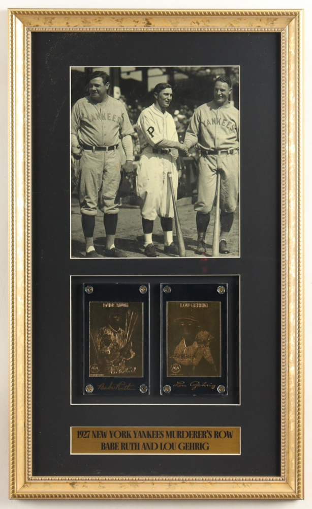 "1927 Yankees Murderer's Row" Custom Framed Photo with Set of (2) Babe ...