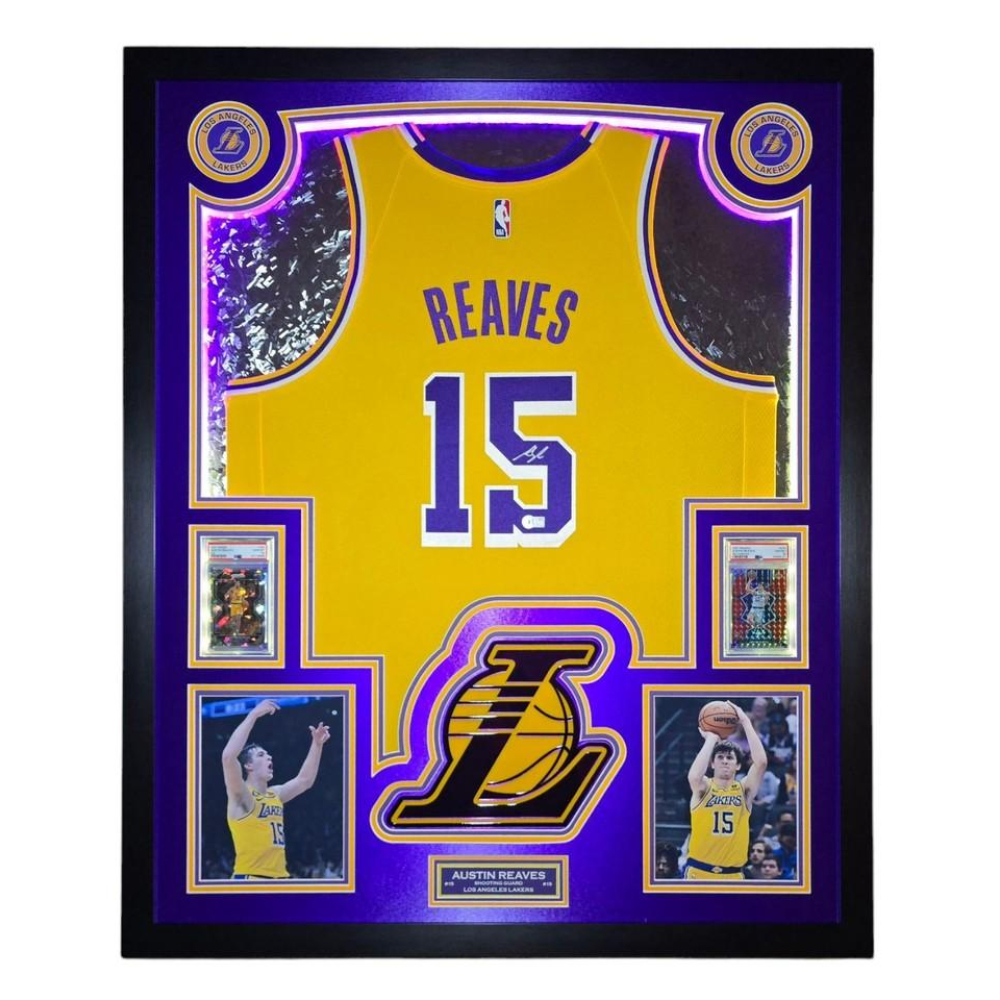 Austin Reaves Signed Lakers Custom Framed Nike Swingman Jersey with LED ...