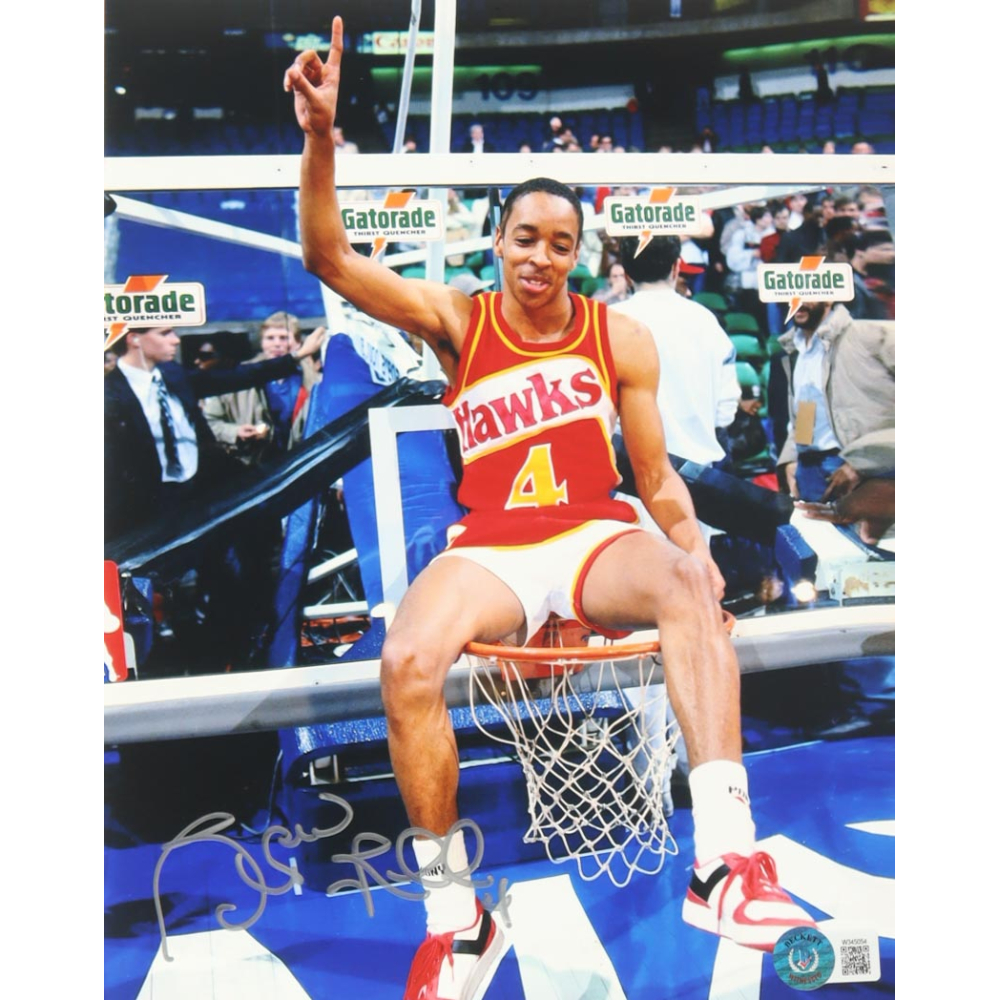 Spud Webb Signed Hawks 8x10 Photo (Beckett) | Pristine Auction