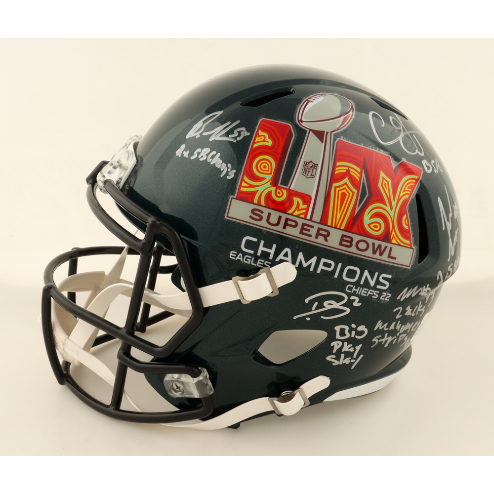 Eagles Super Bowl LIX Defense Full-Size Speed Helmet Signed By (5) With ...