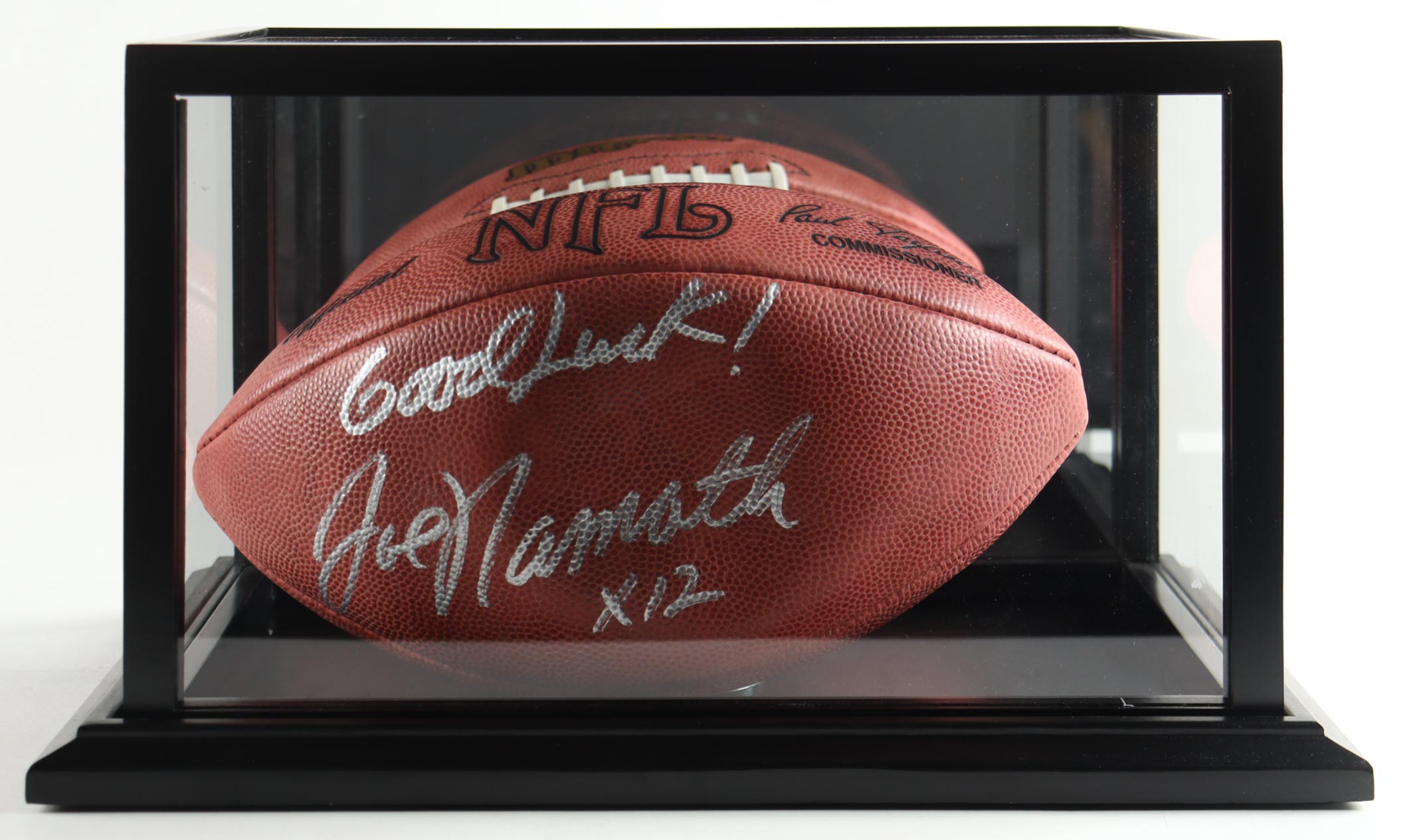 Joe Namath Signed NFL Official Football In Display Case Inscribed "Good ...