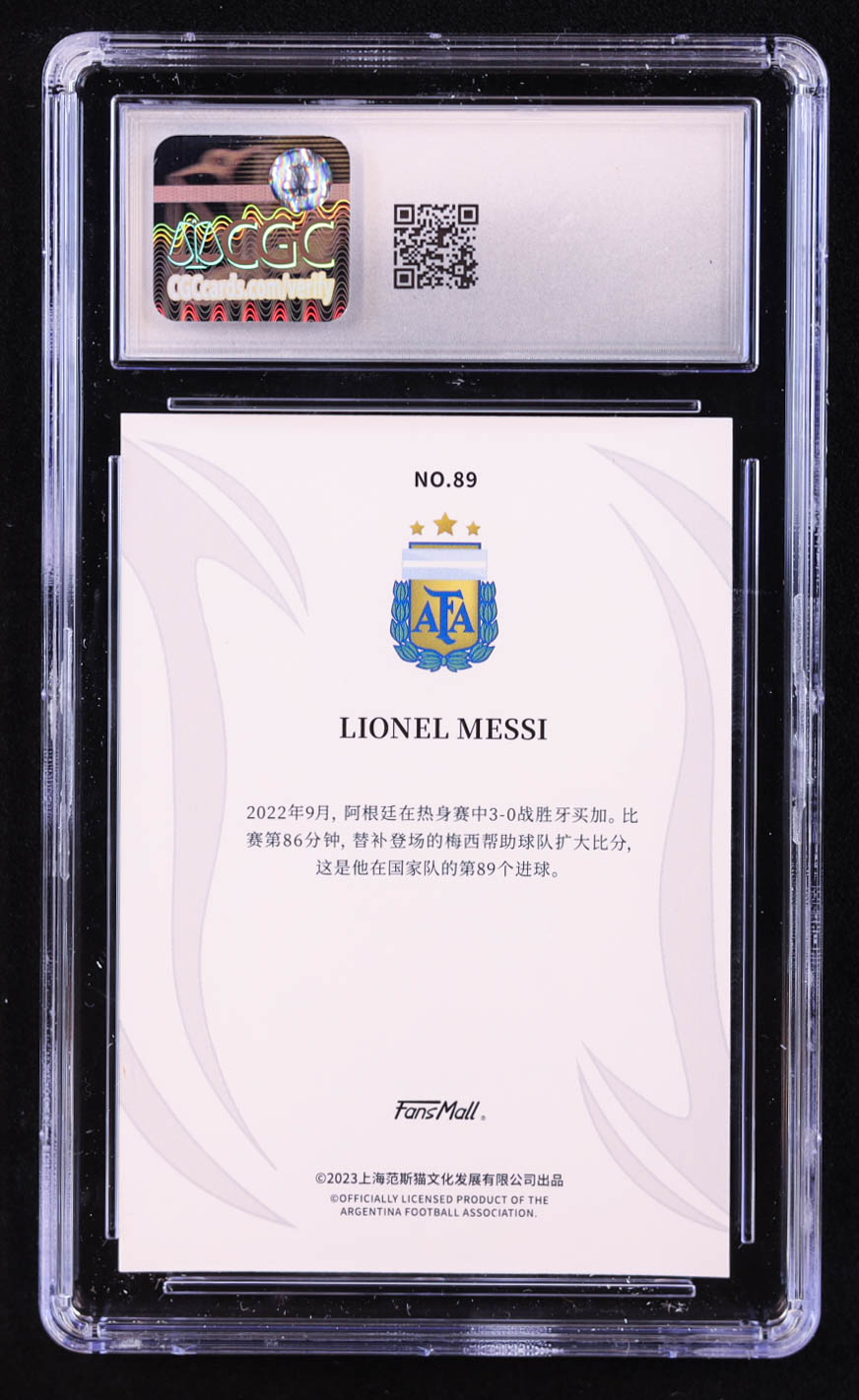 Lionel Messi 2023 FansMall GOAT #89 (CGC 10) | Pristine Auction