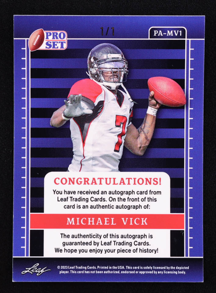 Michael Vick 2023 Pro Set Autographs Crystal Logo #PAMV1 #1/1 ...