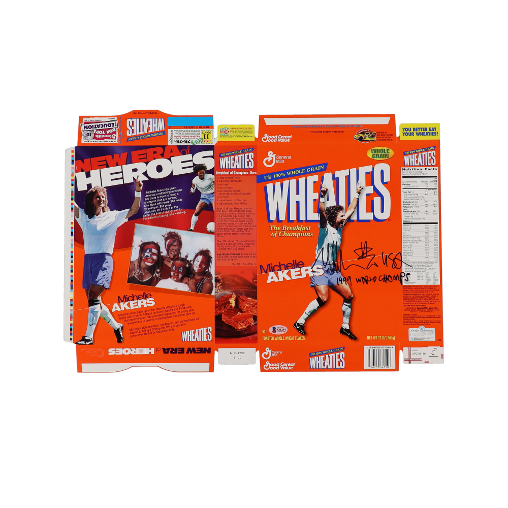 Michelle Akers Signed Wheaties Cereal Box Inscribed "USA" & "1999 World ...