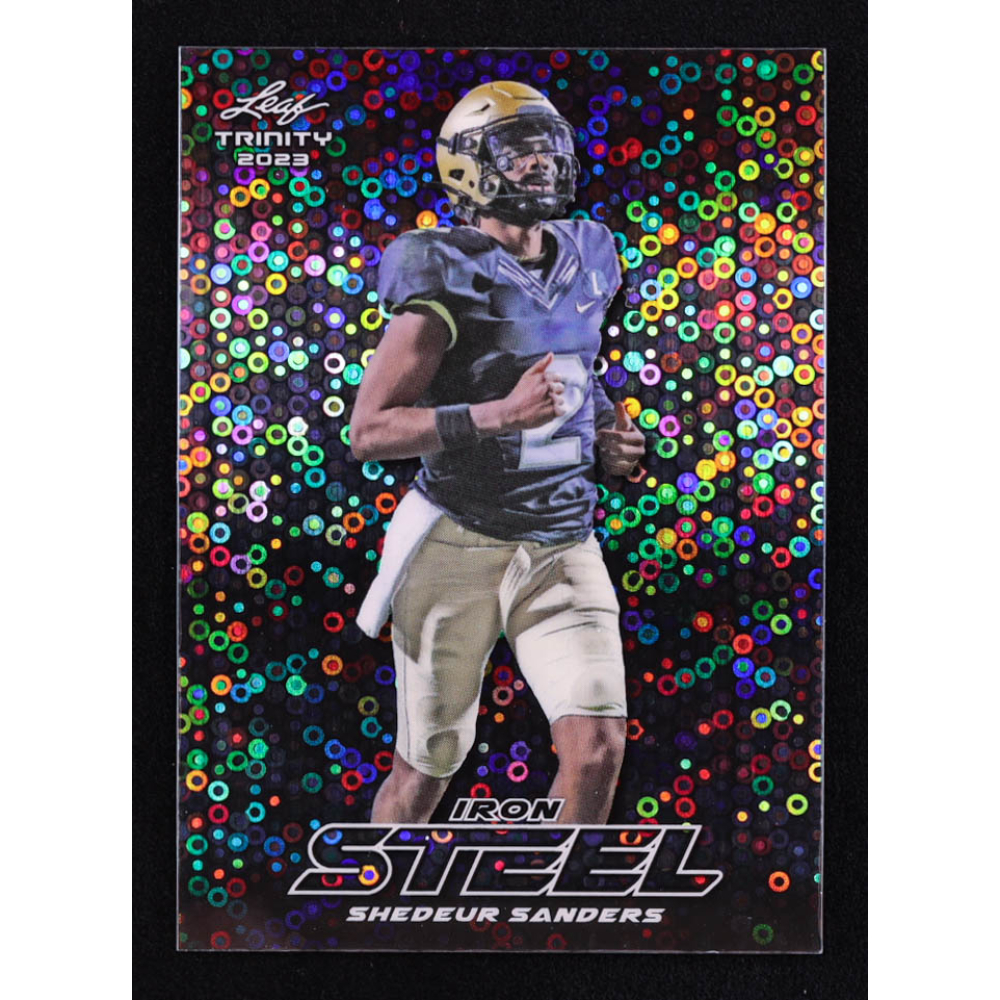Shedeur Sanders 2023 Leaf Trinity Iron Steel Disco #S71 RC #3/10 ...