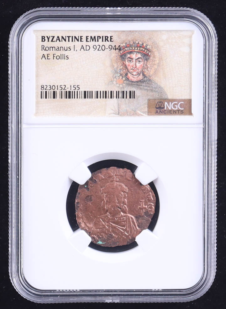 Byzantine Empire - Romanus I, AD 920-944, AE Follis (NGC) | Pristine ...