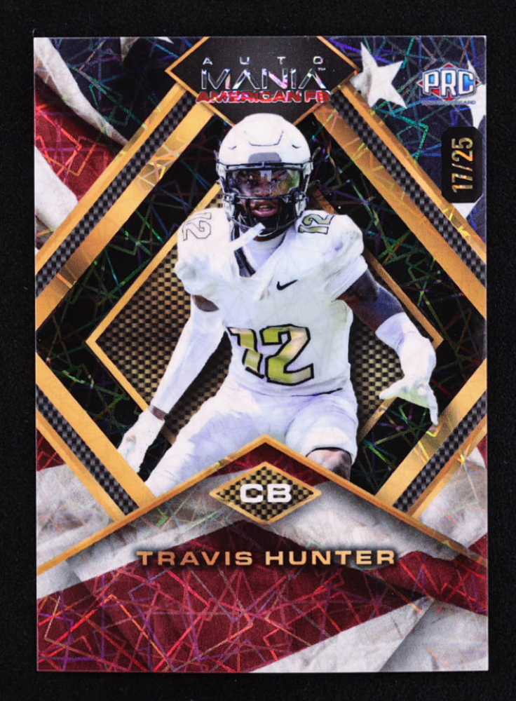 Travis Hunter 2024 Wild Card Auto Mania American FB Silver Laser Flag # ...
