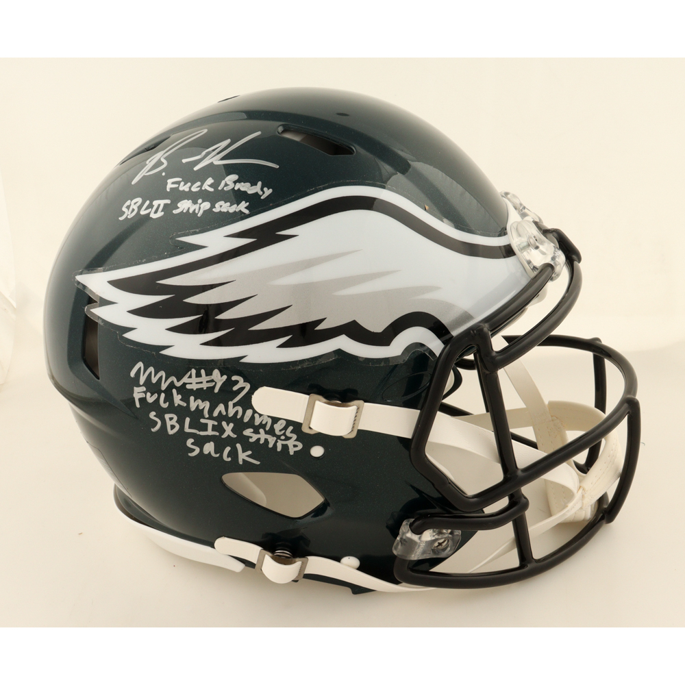 Eagles Full-Size Authentic Speed Helmet Signed By Brandon Graham & Milton Williams Inscribed "F ...