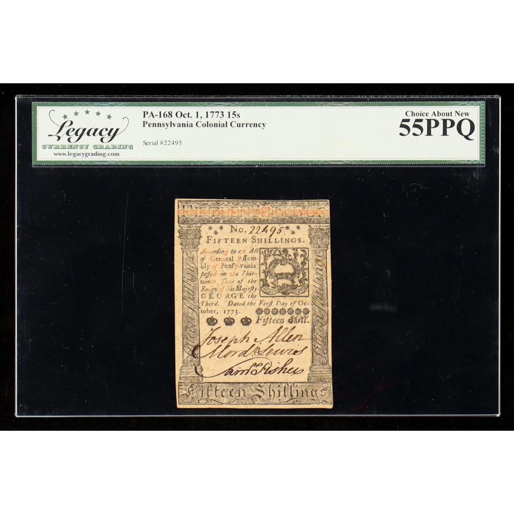 1773 15 Shillings Pennsylvania Colonial Note (Legacy Choice About New ...