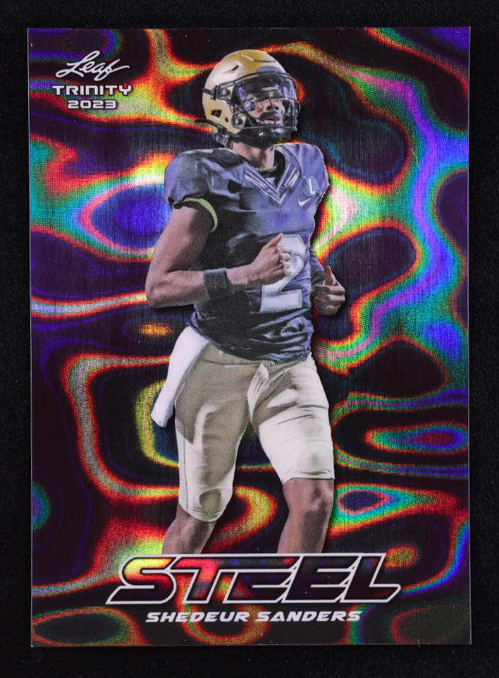 Shedeur Sanders Leaf Trinity 2023 Vanadium Steel Purple Wave Pre ...