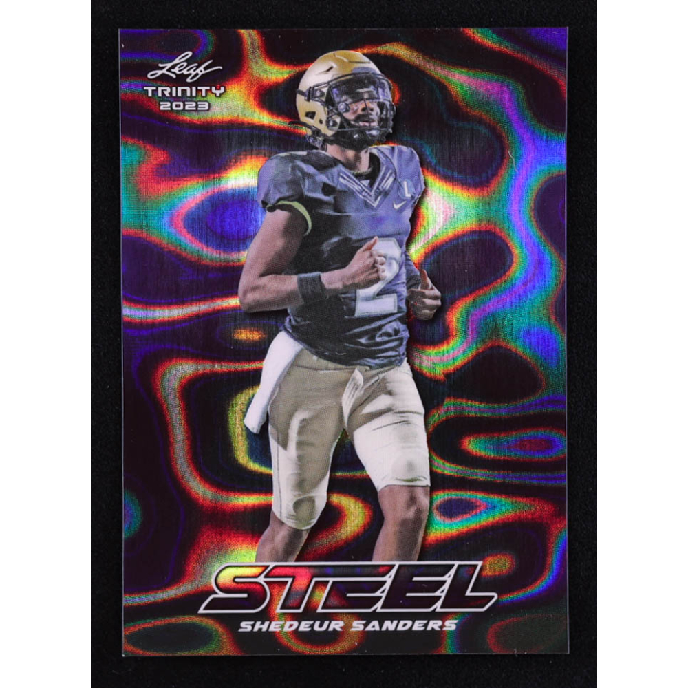 Shedeur Sanders Leaf Trinity 2023 Vanadium Steel Purple Wave Pre ...