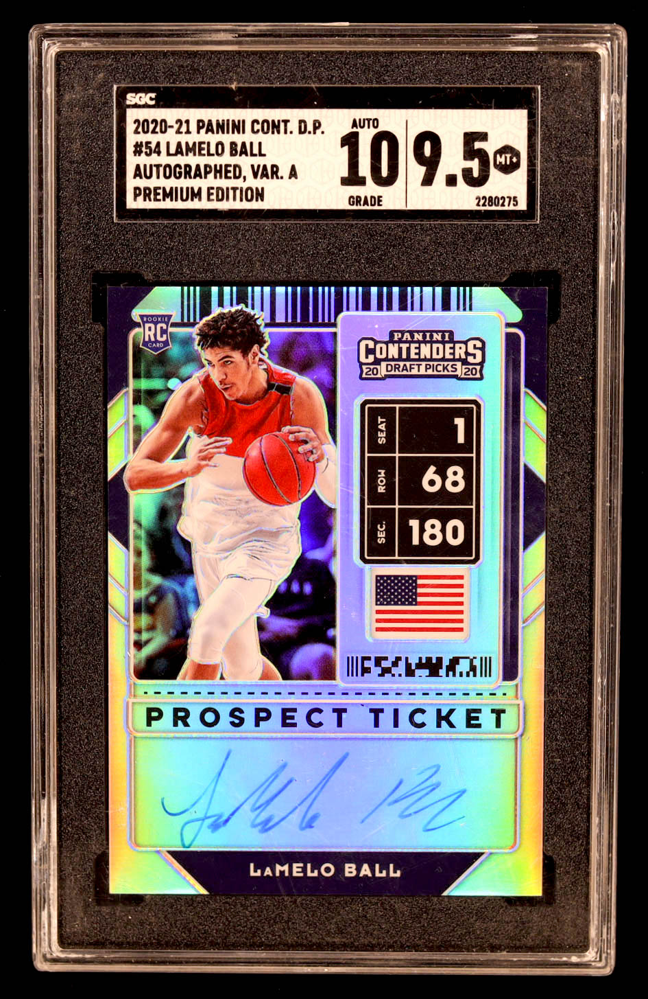 LaMelo Ball 2020-21 Panini Contenders Draft Picks #54 Autograph RC (SGC 9.5 | Autograph Grade 10 ...