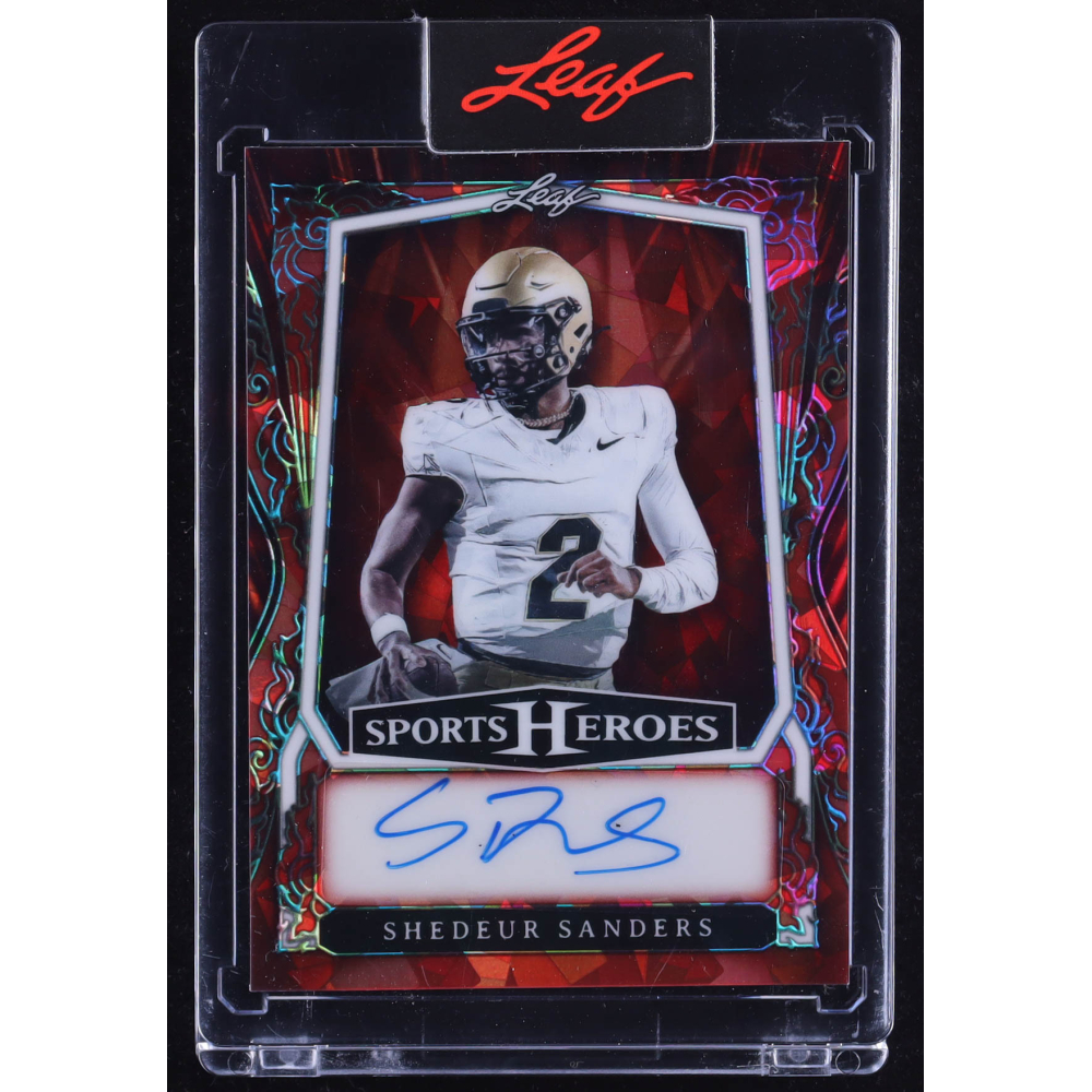 Shedeur Sanders 2025 Leaf Sports Heroes Autographs Crystal Red #BASS1 RC #3/3 | Pristine Auction