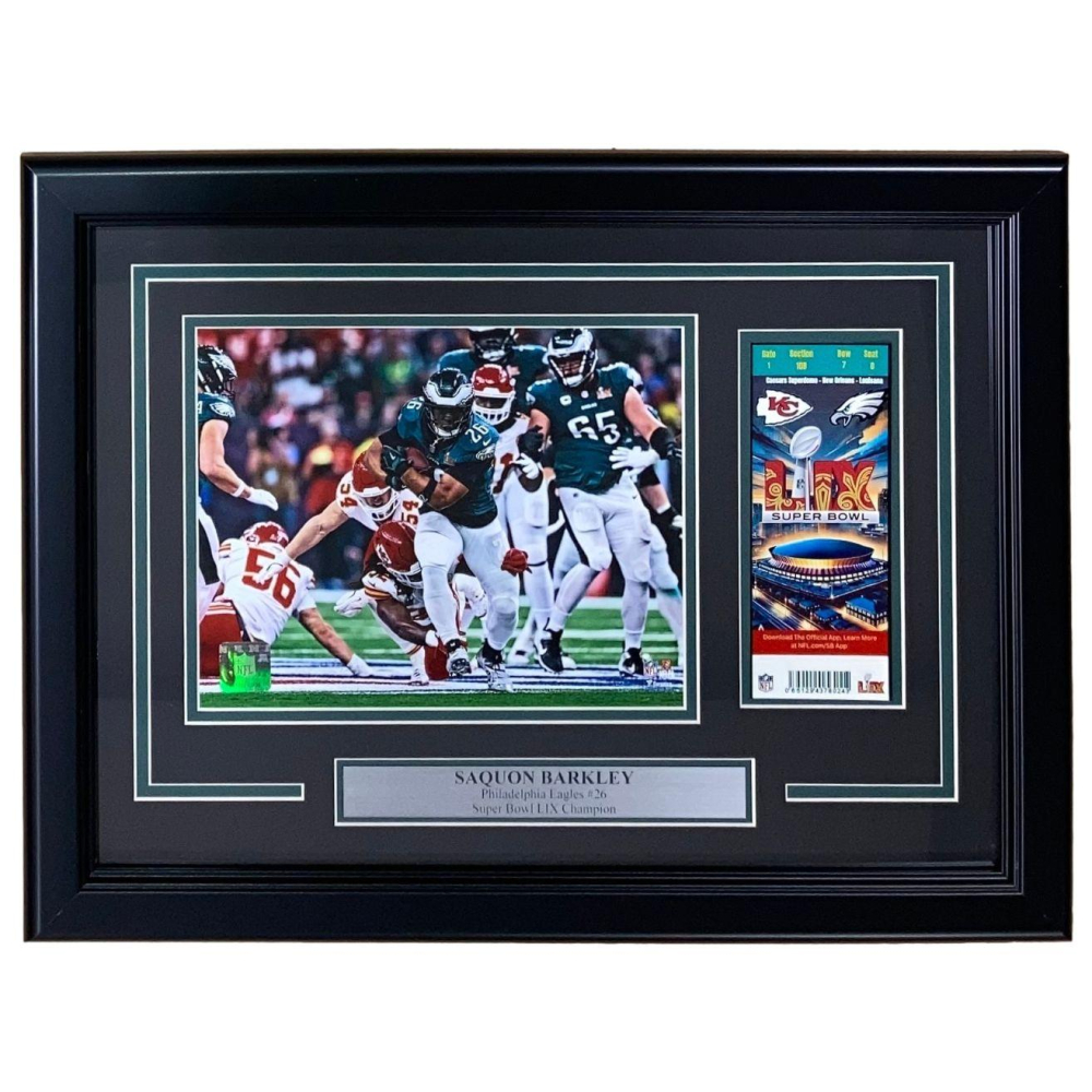 Saquon Barkley Eagles Custom Framed Photo Display with Replica Game ...