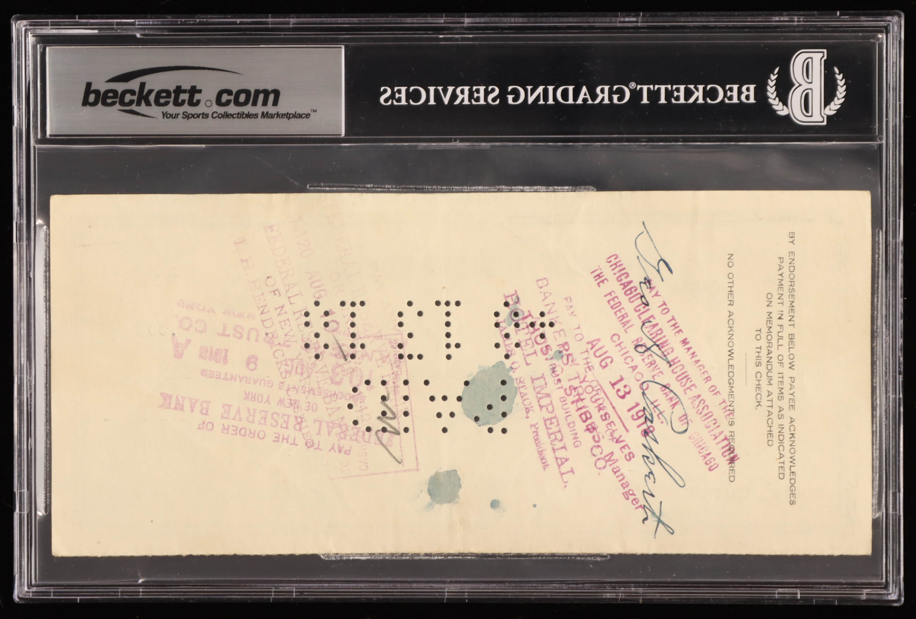 Chicago Cubs Original Check from 1918 Signed by Walter Craighead & Dode ...