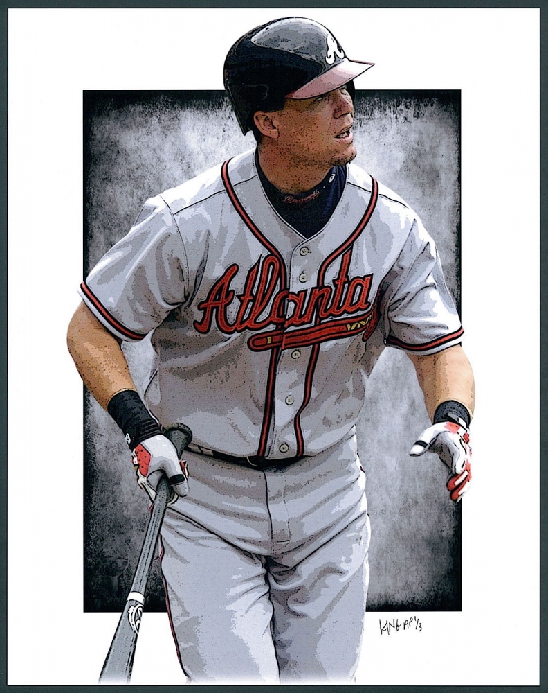 Chipper Jones Limited Edition 11x14 Signed Art Print by Jeff Lang ...