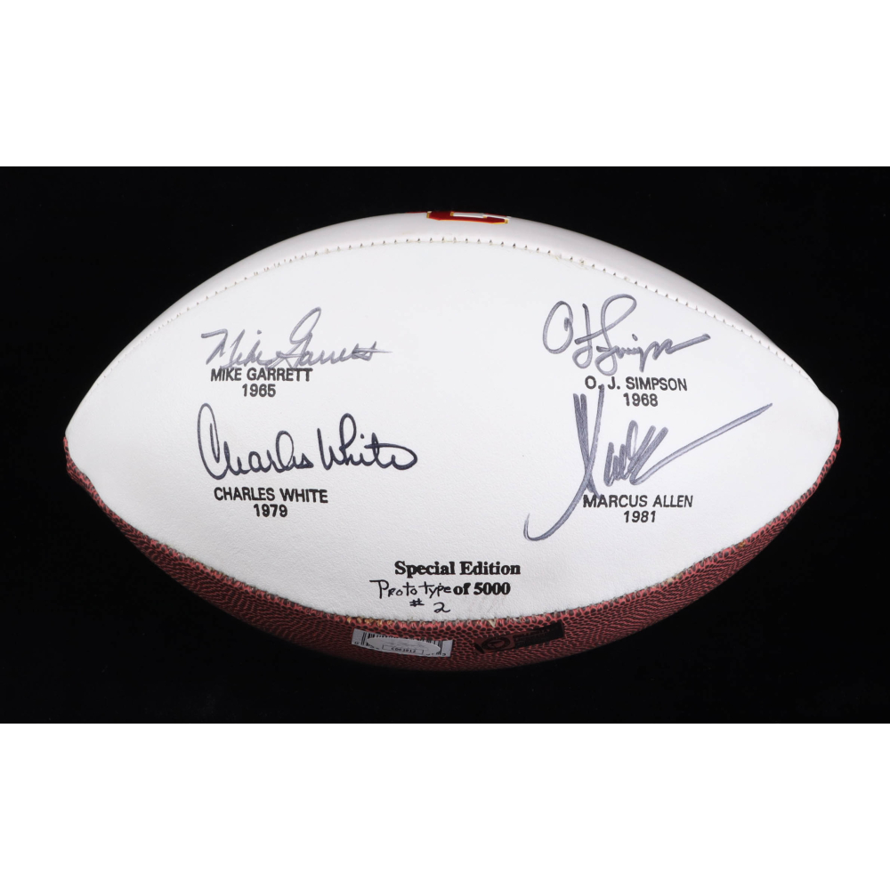 USC Trojans Heisman Trophy Winners LE Football Signed by (4) with O.J ...
