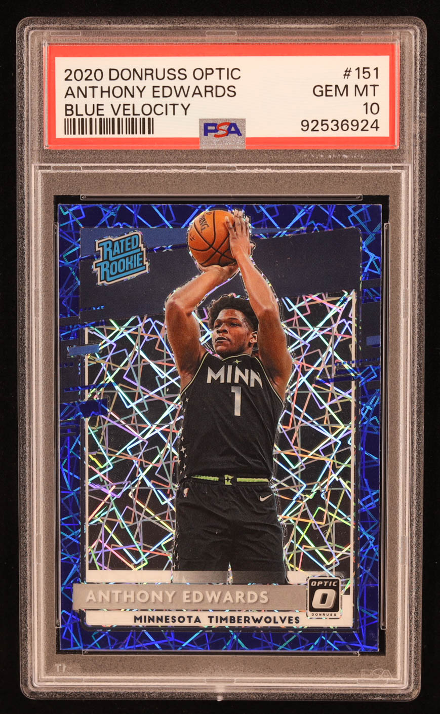 Anthony Edwards 2020-21 Donruss Optic Blue Velocity #151 RR RC (PSA 10) | Pristine Auction