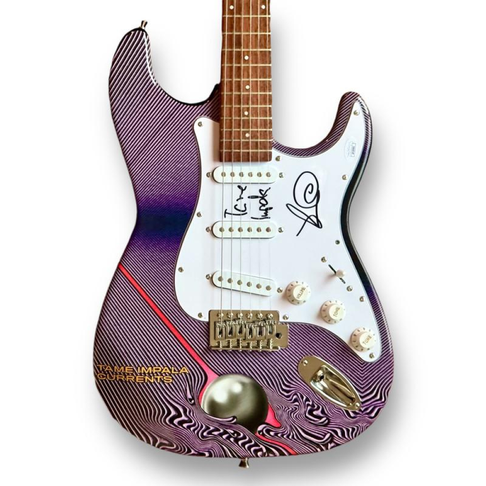 Kevin Parker Signed Custom Stratocaster Electric Guitar Inscribed "Tame ...