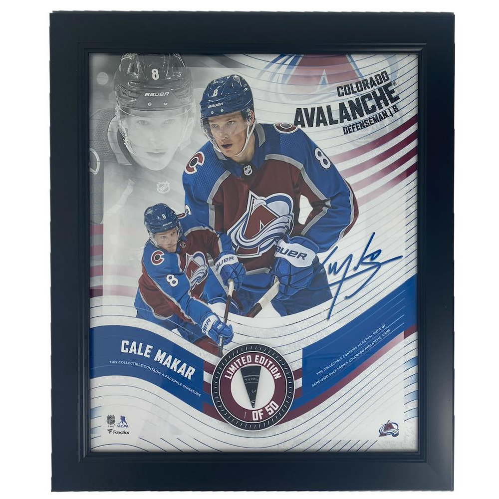 Cale Makar LE Avalanche Custom Framed Photo Display with Game-Used ...
