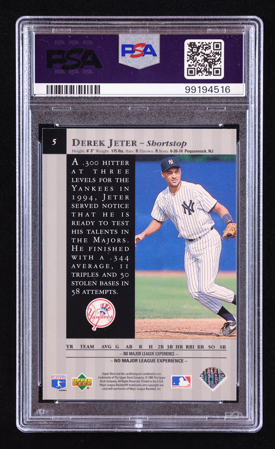 Derek Jeter 1995 Upper Deck Special Edition #5 RC (PSA 9) | Pristine ...