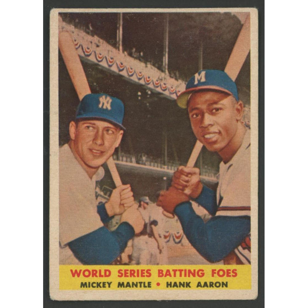Mickey Mantle / Hank Aaron 1958 Topps #418 World Series Batting Foes ...