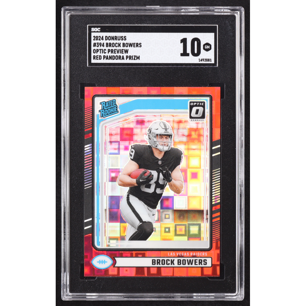 Brock Bowers 2024 Donruss Optic Rated Rookies Preview Red Pandora #394 ...
