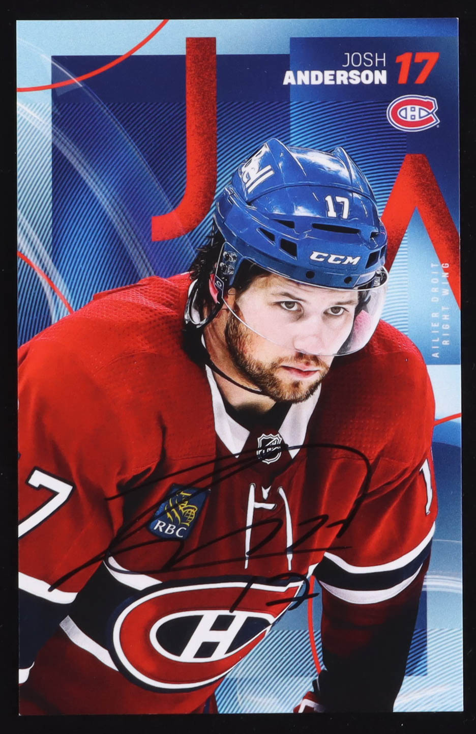 Josh Anderson Signed Canadiens 5x7 Autograph Card (JSA) | Pristine Auction
